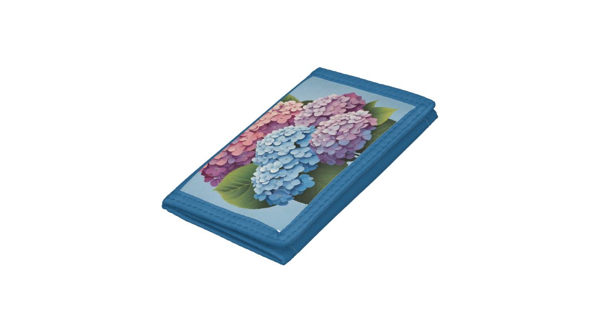 colorful hydrangea trifold wallet | Zazzle