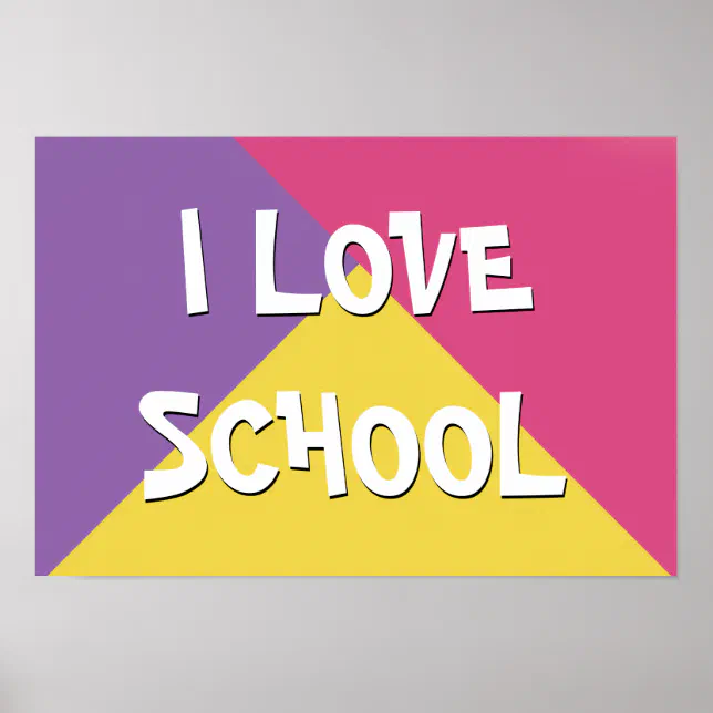 Colorful I Love School Girl Custom Text Poster | Zazzle
