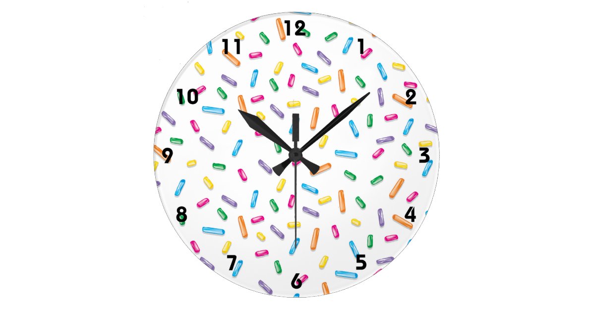 Colorful Ice Cream Candy Sprinkles Large Clock | Zazzle.com