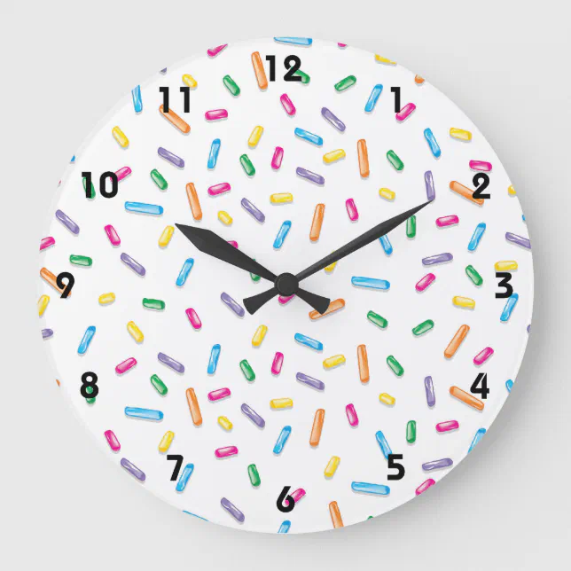 Colorful Ice Cream Candy Sprinkles Large Clock | Zazzle