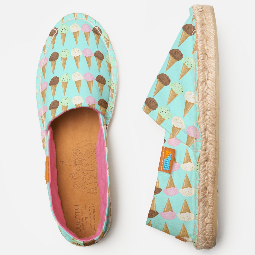 Colorful Ice Cream Cone Pattern Custom Color Espadrilles | Zazzle