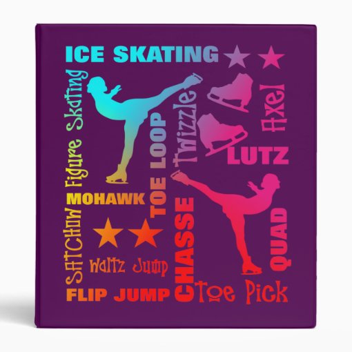 Colorful Ice Skating Theme Terminology Typography Binder | Zazzle