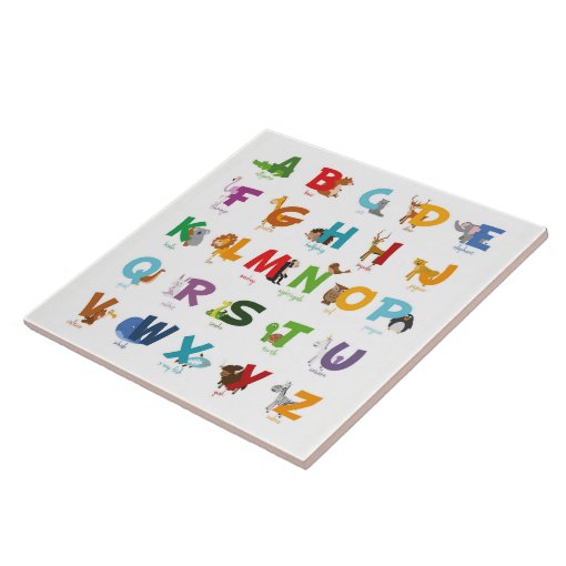 Colorful illustrated Animal Alphabet Letters Tile | Zazzle