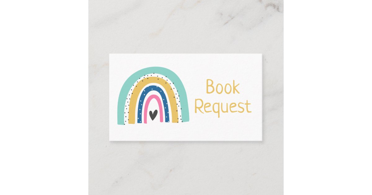 Colorful Illustrated Rainbow Book Request Card | Zazzle