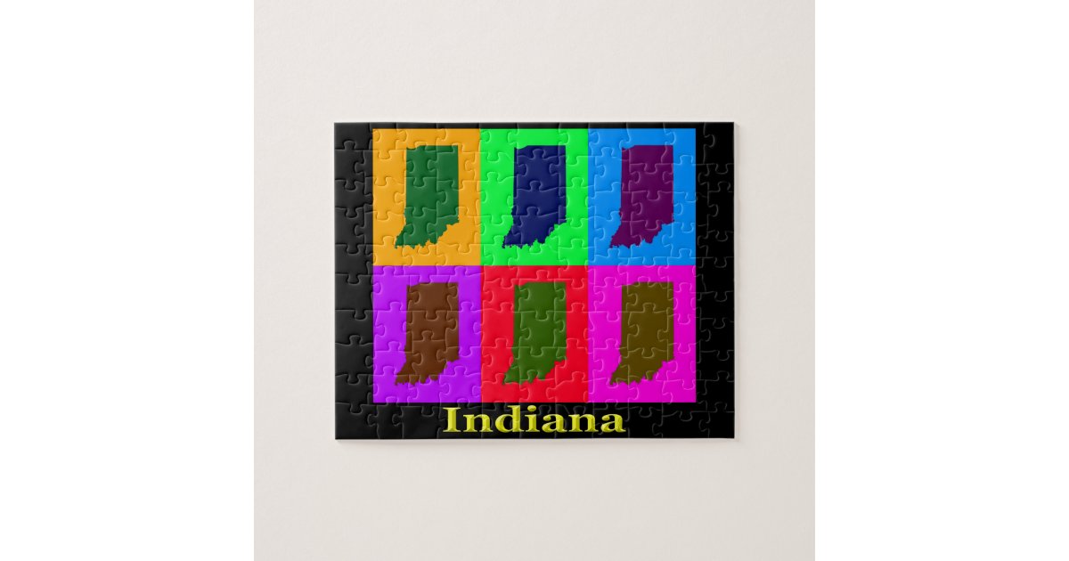 Colorful Indiana State Pop Art Map Jigsaw Puzzle | Zazzle