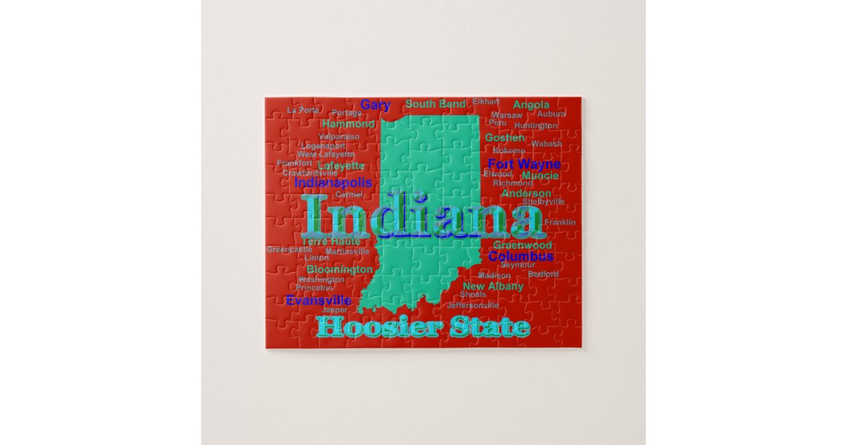 Colorful Indiana State Pride Map Pop Art Jigsaw Puzzle | Zazzle
