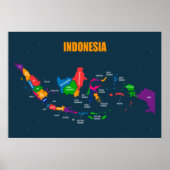 COLORFUL INDONESIA MAP ILLUSTRATION DESIGN POSTER | Zazzle
