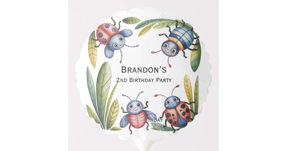 Colorful Insect Bugs 2nd. Birthday Party Balloon | Zazzle