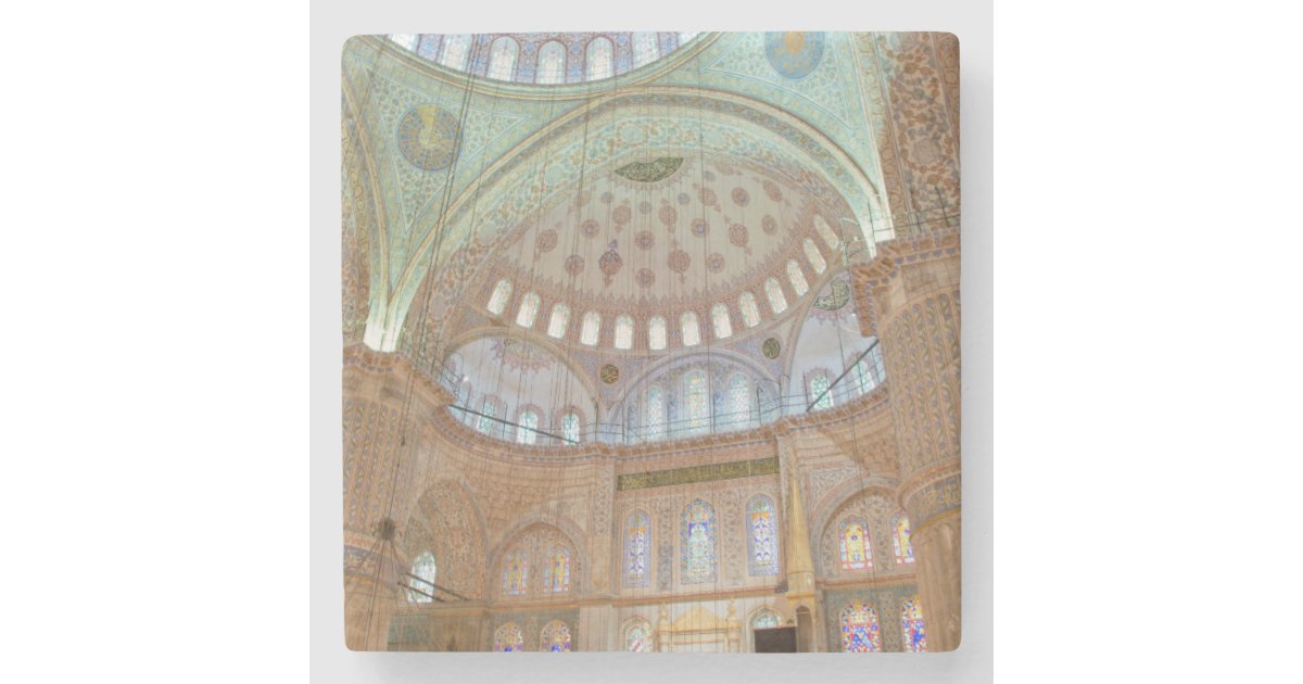 Colorful interior domed ceiling of Blue Mosque Stone Coaster | Zazzle
