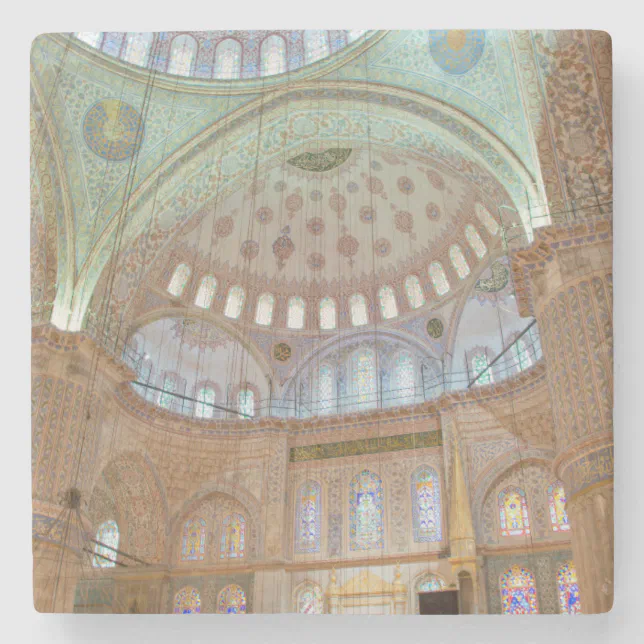 Colorful interior domed ceiling of Blue Mosque Stone Coaster | Zazzle