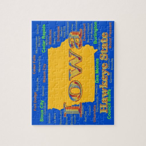 Colorful Iowa State Pride Map Silhouette Jigsaw Puzzle | Zazzle