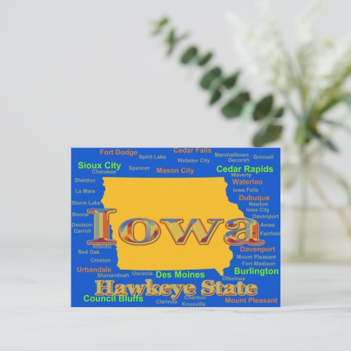Colorful Iowa State Pride Map Silhouette Postcard | Zazzle