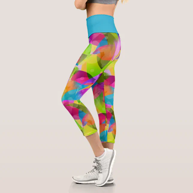 Colorful Iridescent Stained Glass Look Pattern Capri Leggings | Zazzle