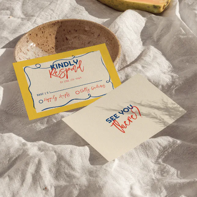 Colorful Italian Handwritten Quirky Cute Wedding RSVP Card | Zazzle