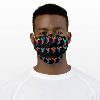 Colorful Jazz Musicians on Black Abstract Music Adult Cloth Face Mask ...
