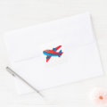 Colorful Jet Airplane Red and Blue Plane Square Sticker | Zazzle