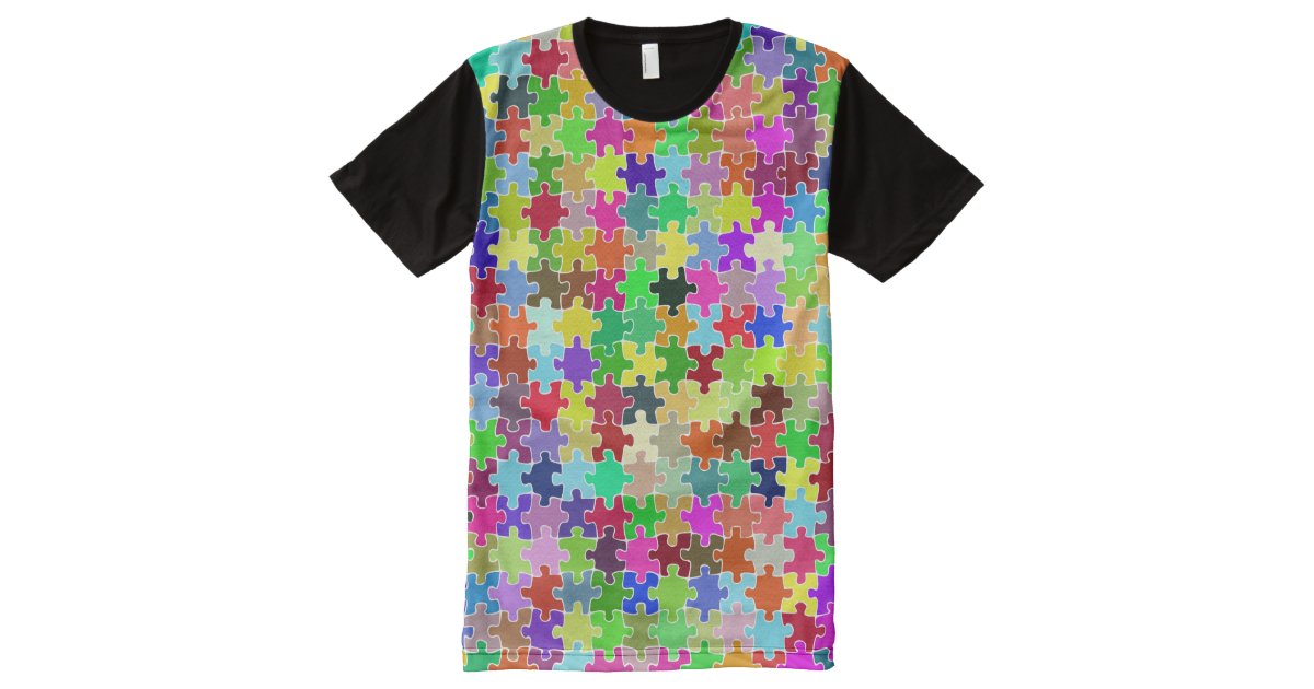 Colorful Jigsaw Puzzle Pattern All-Over-Print T-Shirt | Zazzle