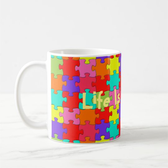 Colorful Jigsaw Puzzle Pattern Coffee Mug | Zazzle.com