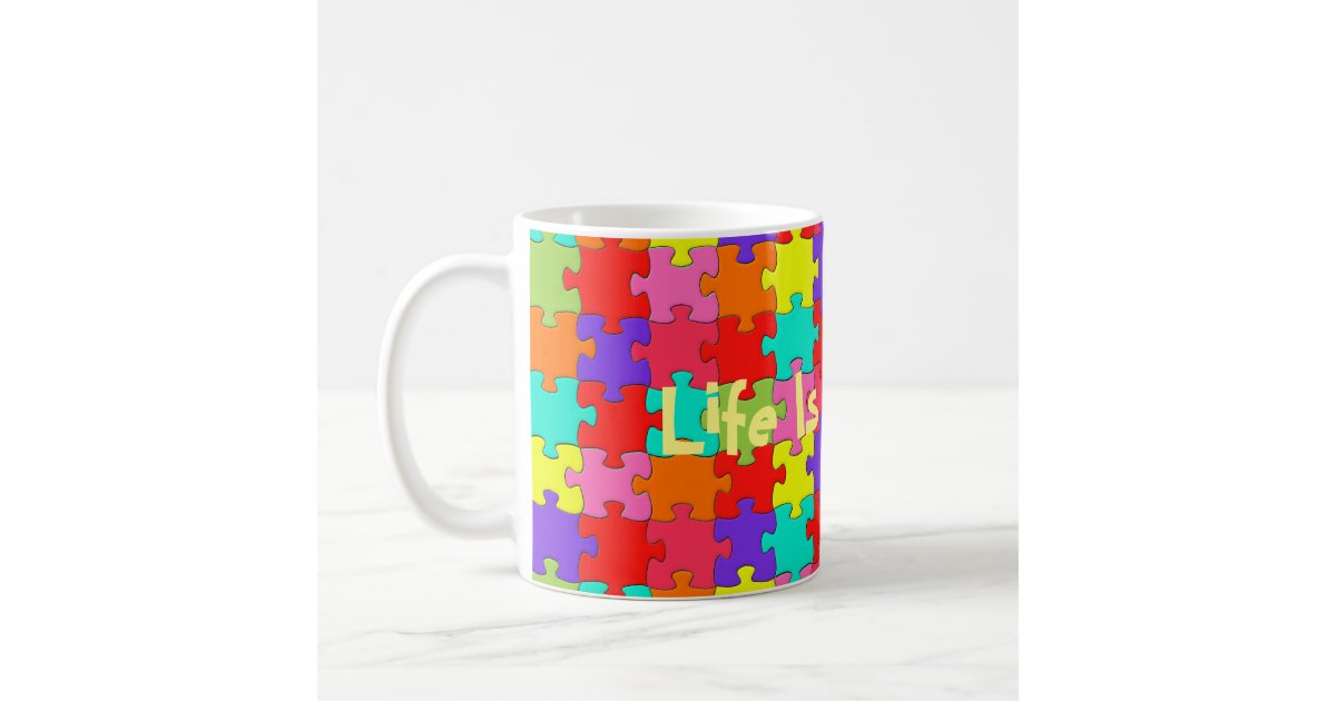 Colorful Jigsaw Puzzle Pattern Coffee Mug | Zazzle