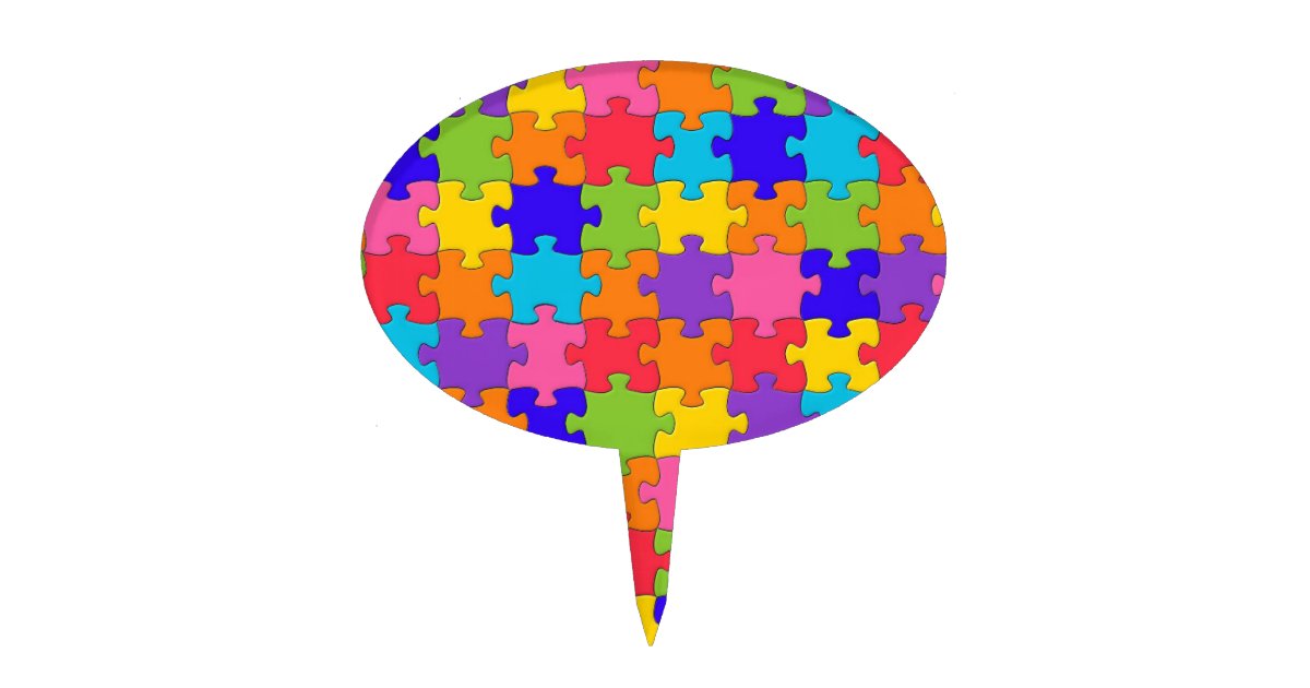 Colorful Jigsaw Puzzle Pieces Happy Puzzler Cake Topper | Zazzle