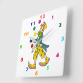 COLORFUL JUGGLING CLOWN SQUARE WALL CLOCK | Zazzle