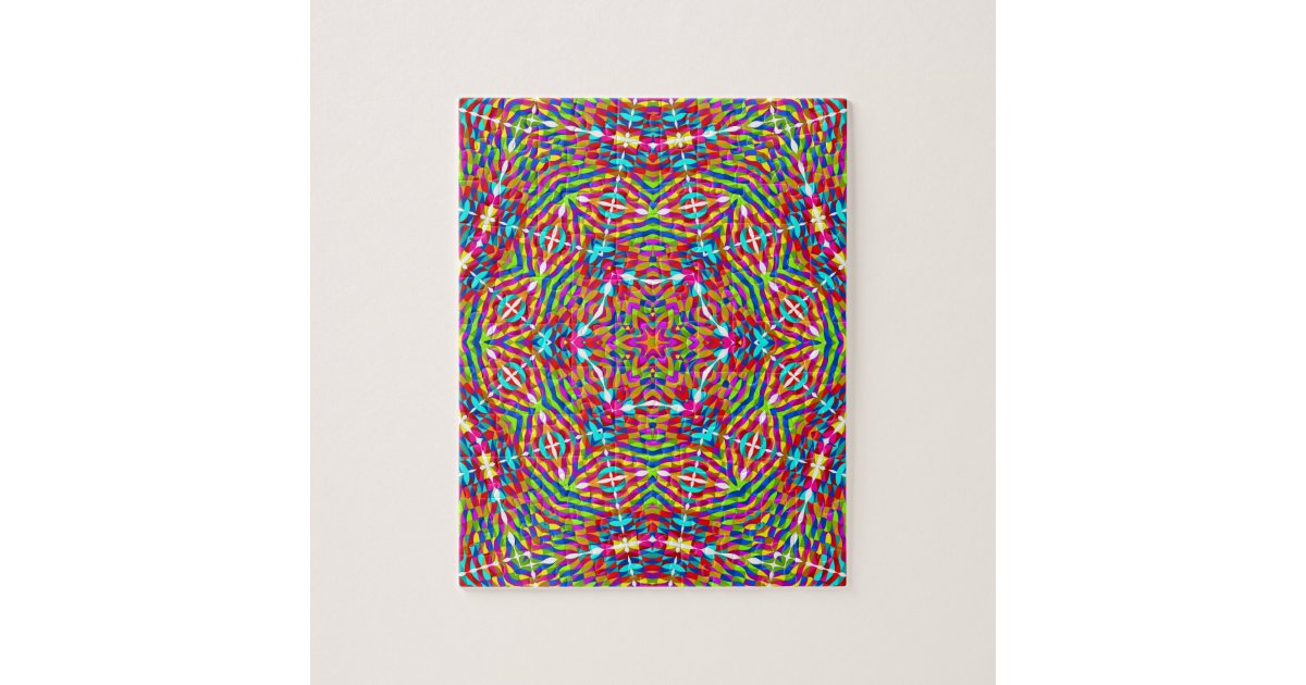 Colorful jumble Mandala Jigsaw Puzzle | Zazzle