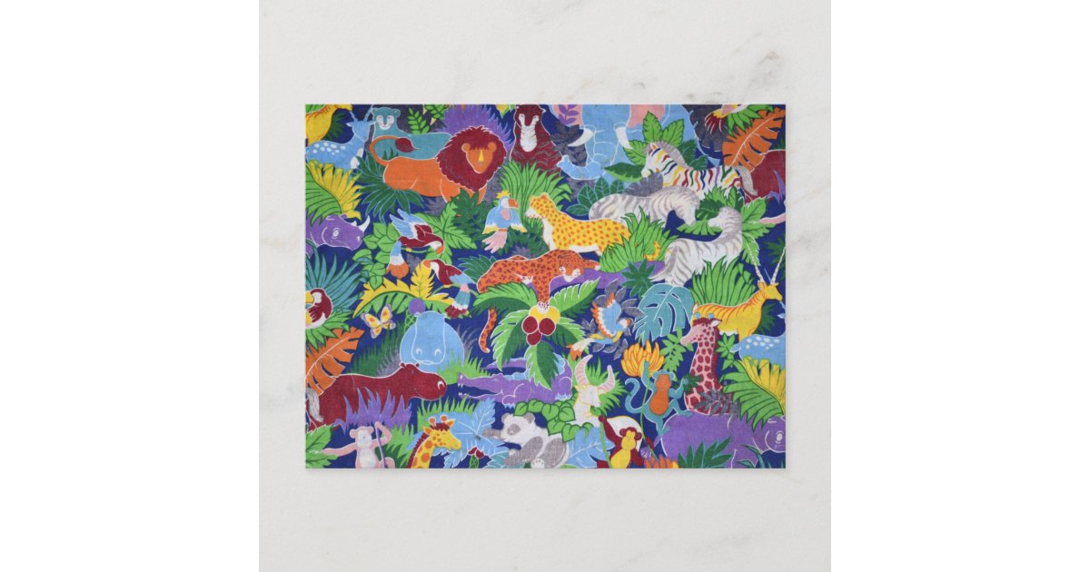 Colorful Jungle Animals Postcard | Zazzle