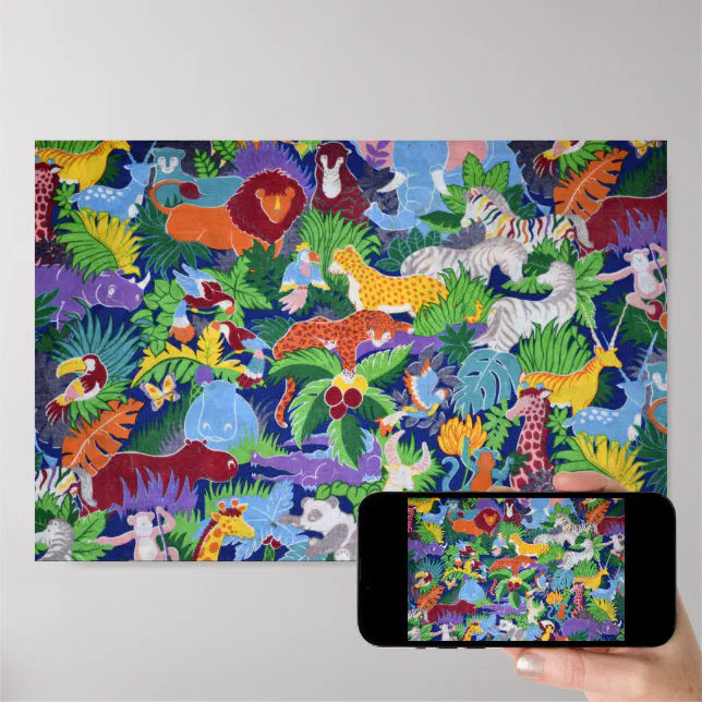 Colorful Jungle Animals Poster | Zazzle