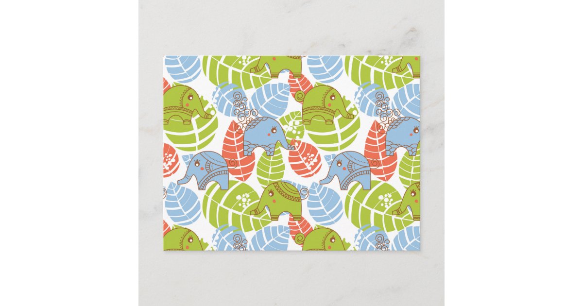 Colorful Jungle Elephants Postcard | Zazzle