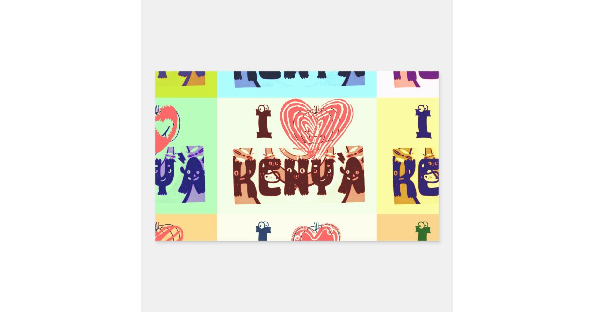 Colorful Kenya Vibrant I Love Kenya Pop Art Vector Rectangular Sticker ...