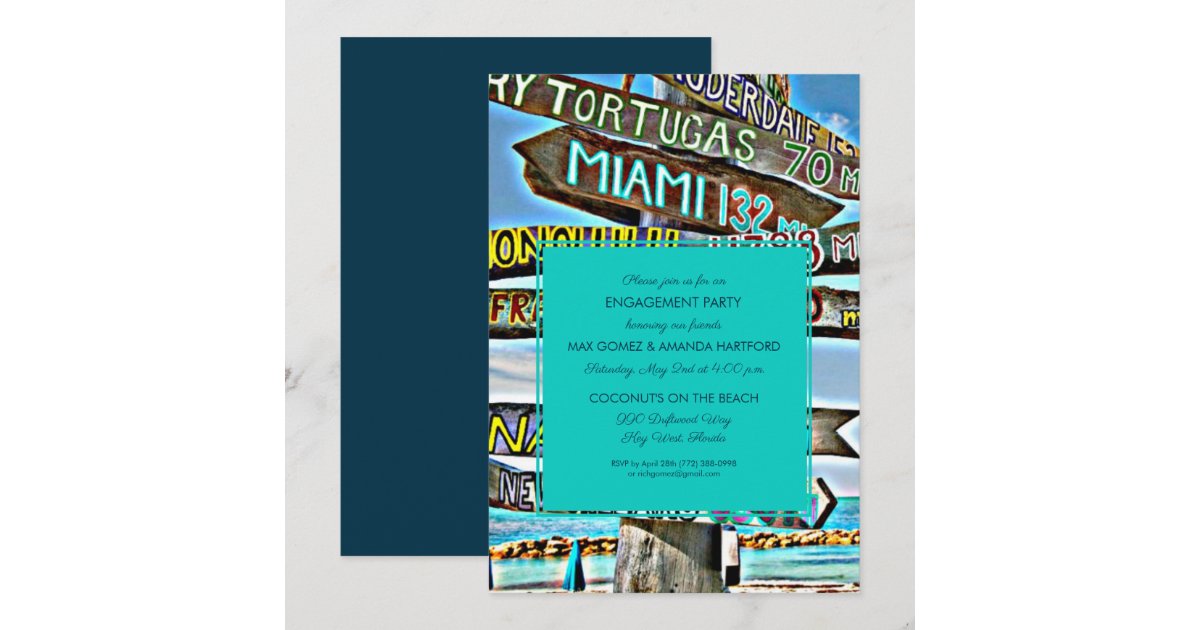 Colorful Key West Engagement Party Invitation | Zazzle