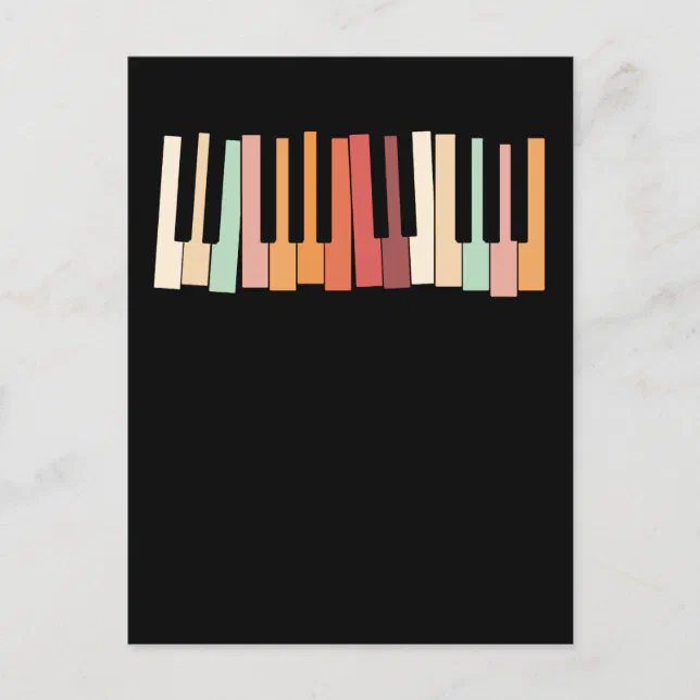 Colorful Keyboard Piano Keys Retro Pianist Postcard | Zazzle