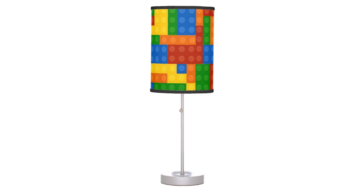 Colorful Kids Building Bricks Pattern Table Lamp | Zazzle