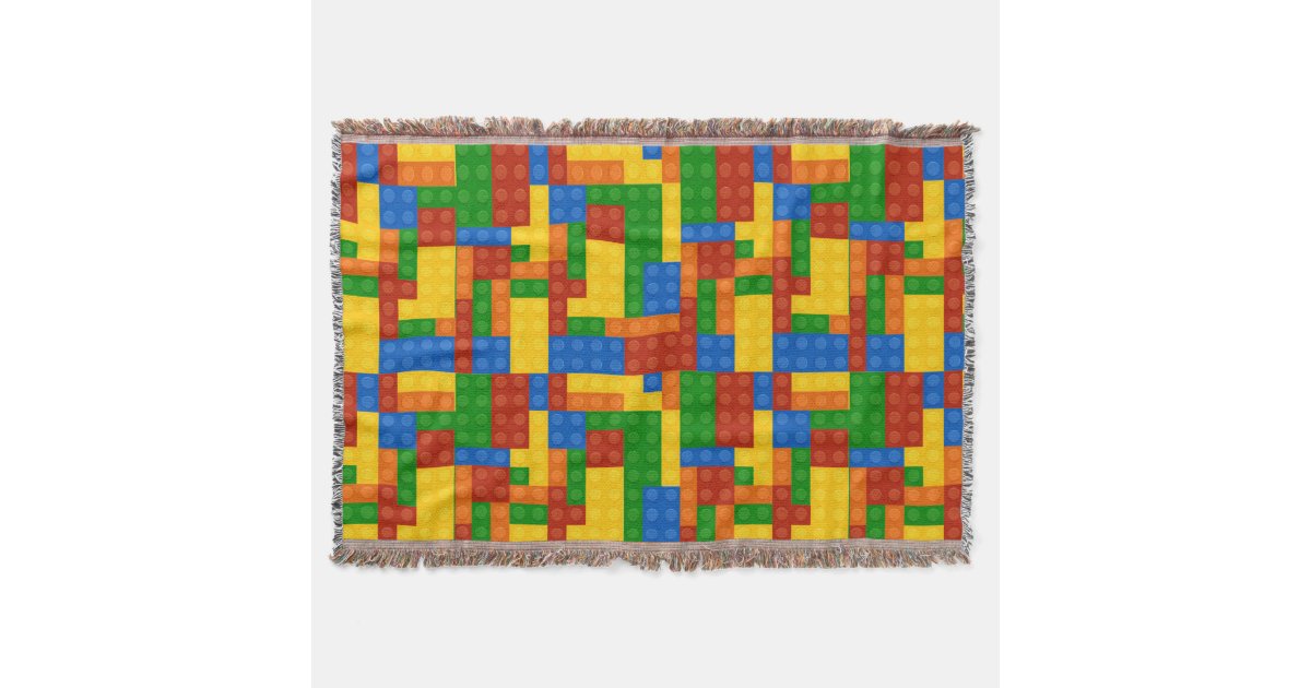 Colorful Kids Building Bricks Pattern Throw Blanket | Zazzle