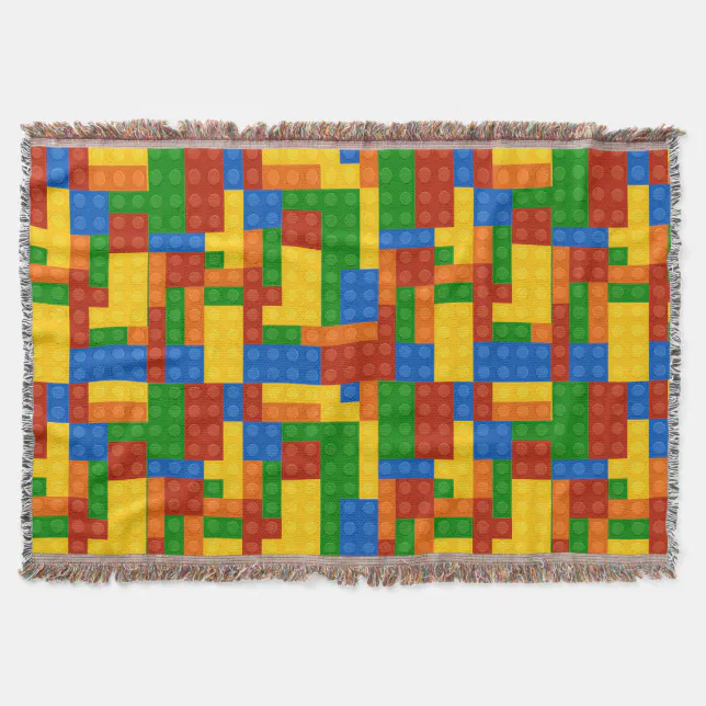 Colorful Kids Building Bricks Pattern Throw Blanket | Zazzle