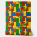Colorful Kids Building Bricks Pattern Wallpaper | Zazzle