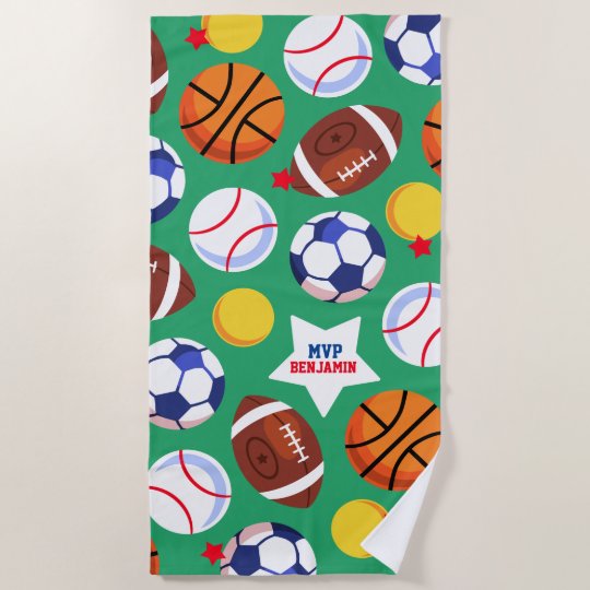 Colorful Kids Personalized Sports Beach Towel | Zazzle.com
