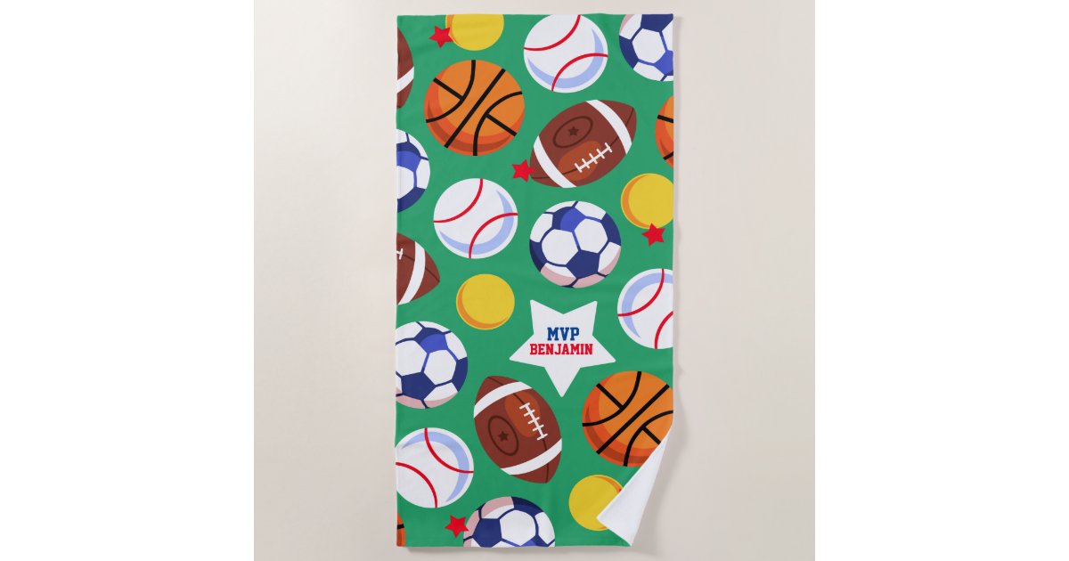 Colorful Kids Personalized Sports Beach Towel | Zazzle