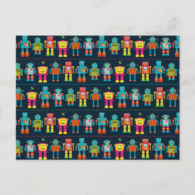 Colorful Kids Robot Postcard | Zazzle