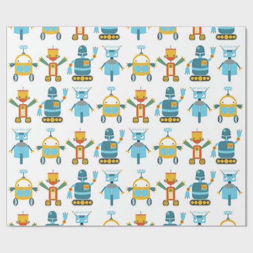 Colorful Kids Robot Wrapping Paper | Zazzle