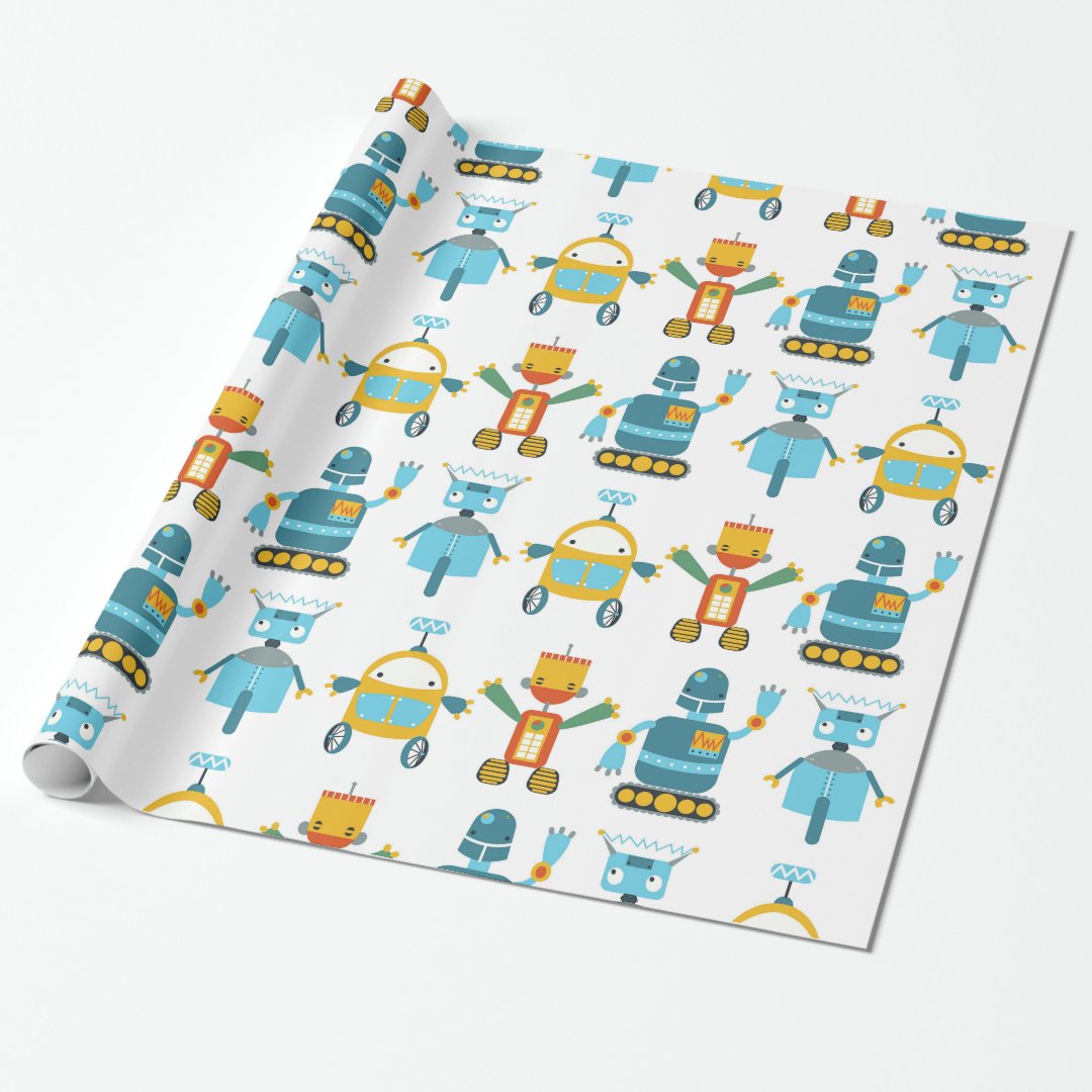 Colorful Kids Robot Wrapping Paper | Zazzle