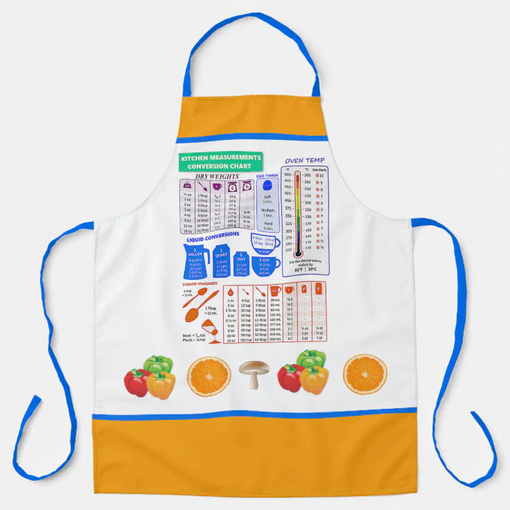 Colorful Kitchen Conversion Chart Apron | Zazzle