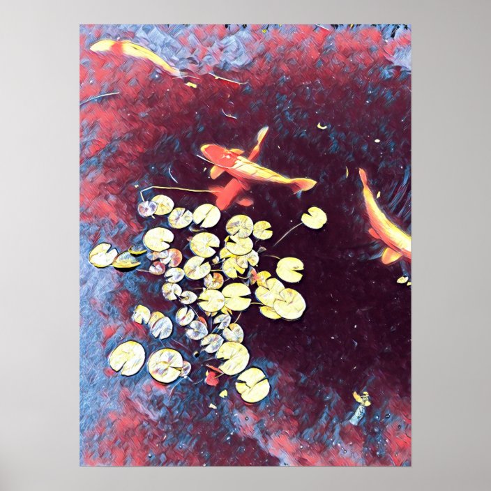 Colorful koi fish Japanese fishpond Poster | Zazzle.com