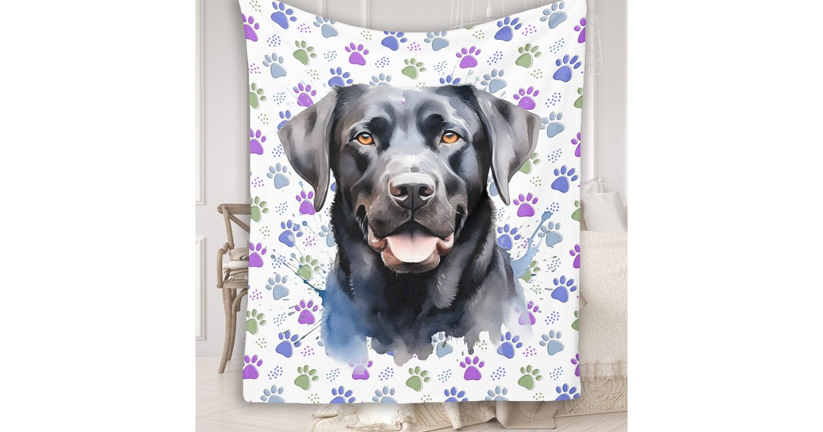 Colorful Labrador Retriever Dog Lover Paw Prints Fleece Blanket | Zazzle