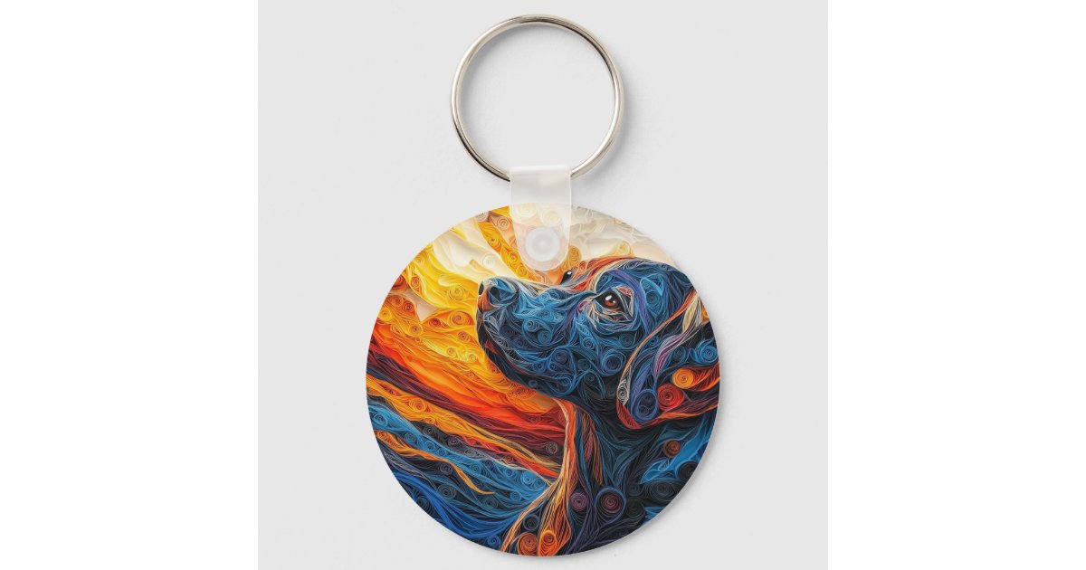 Colorful Labrador Retriever Dog Portrait Keychain | Zazzle