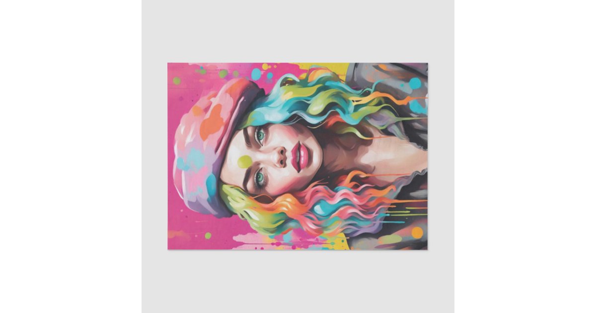 Colorful Lady Decoupage Paper | Zazzle
