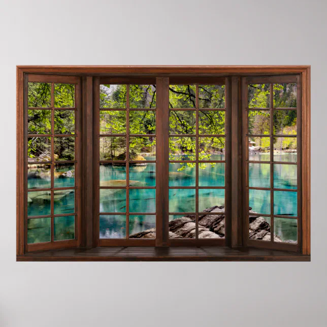 Colorful Lagoon Faux Window Illusion Poster | Zazzle