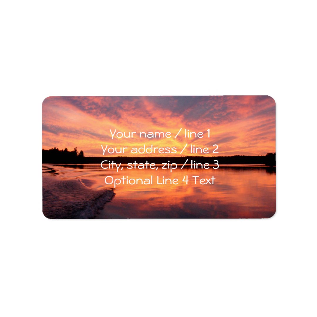 Colorful Lake Sunset Address Labels | Zazzle