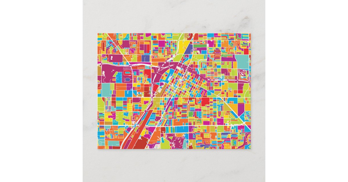 Colorful Las Vegas, Nevada Map Postcard | Zazzle