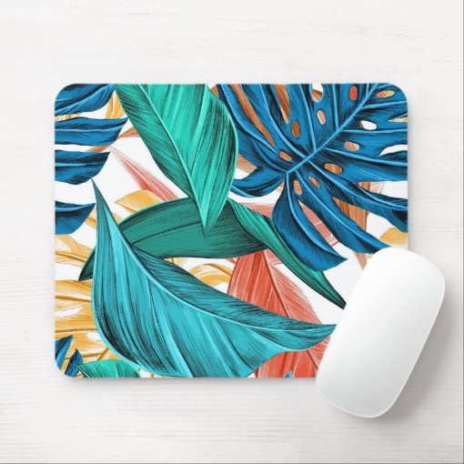 Colorful Leaf Pattern Mouse Pad | Zazzle